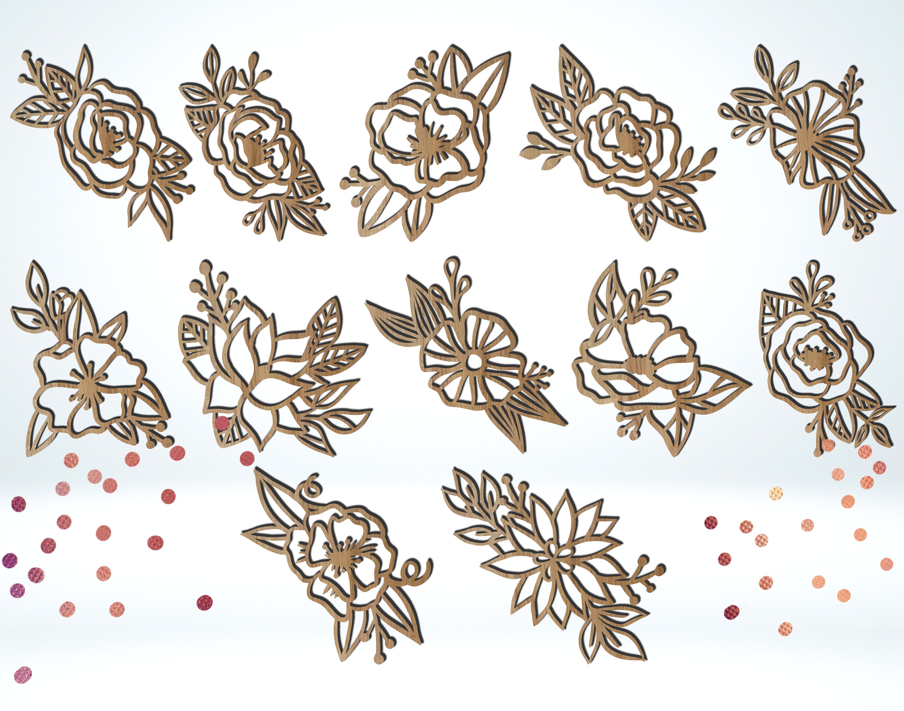 12 Floral SVG Flowers SVG Floral SVG Bundle for Glowforge | Etsy