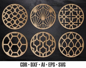 9 Round DXF Panels SVG Cut Files Silhouette Dxf Files for - Etsy