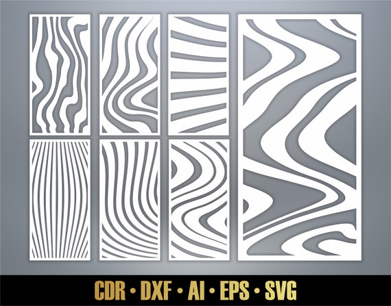 Distorted Waves and Abstracts SVG. Cnc Panel Templates. Wood - Etsy