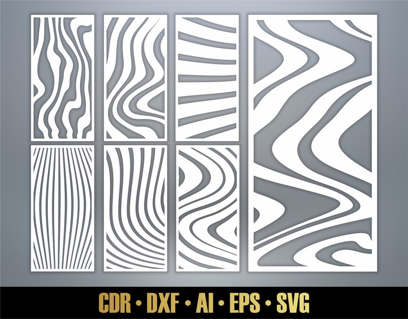 Distorted Waves and Abstracts SVG. Cnc Panel Templates. Wood - Etsy
