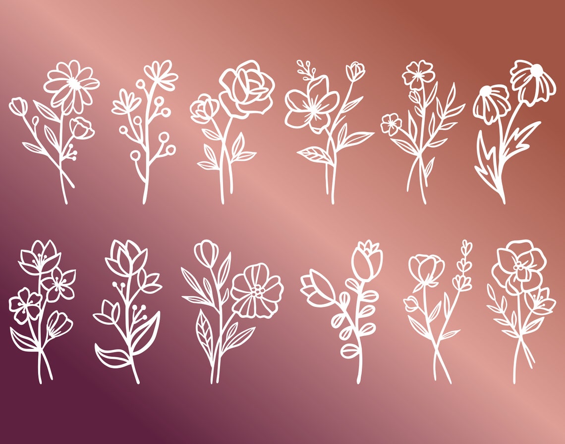 12 Flowers SVG - Floral SVG Bundle for Glowforge - Flower Laser Cut ...