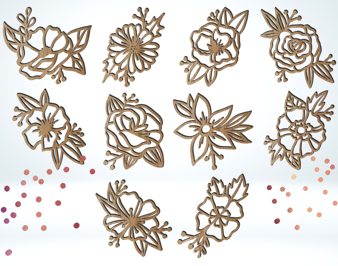 10 Floral SVG Flowers SVG Floral SVG Bundle for Glowforge - Etsy