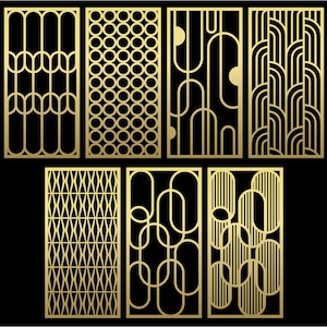 Modern Art Deco Patterns Panel Templates SVG Set #39. 7 Vector Laser ...