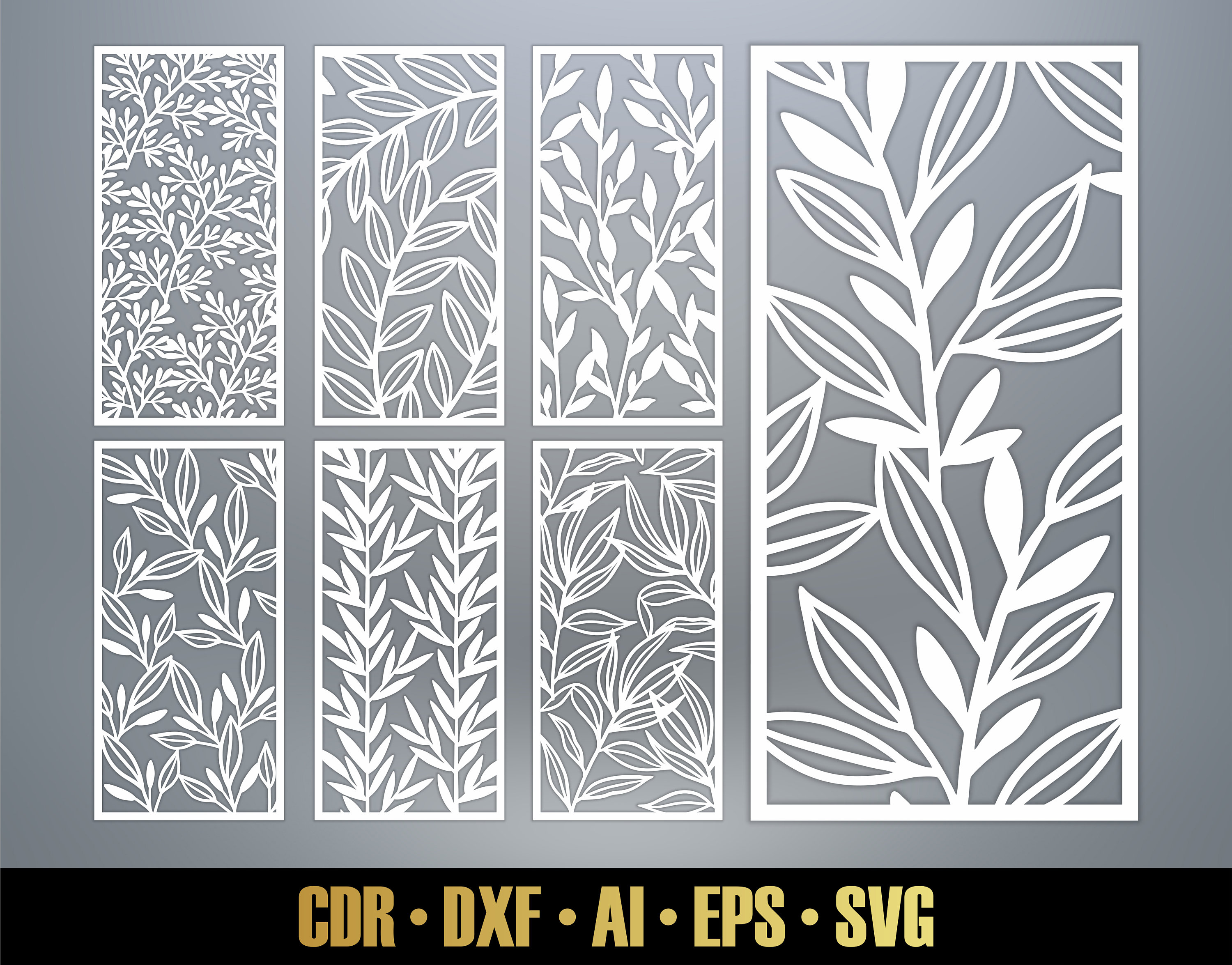Floral Patterns Panel Templates SVG Set 32. 7 Vector Laser - Etsy
