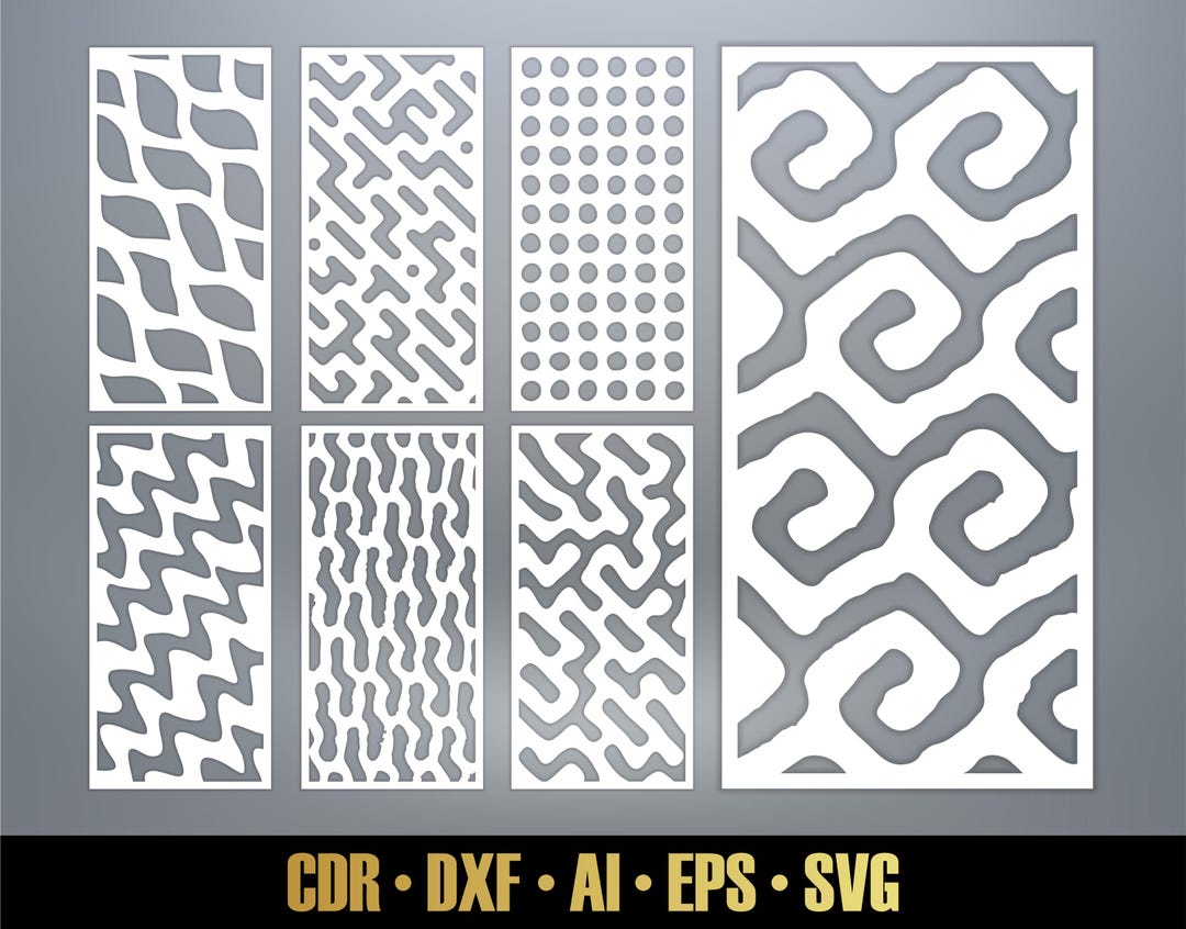 Abstract Patterns Panel Templates SVG Set #71. 7 Vector Files, for ...