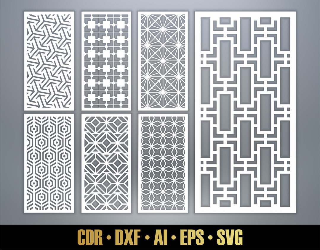 Geometric Patterns Panel Templates SVG Set #17. 7 Vector Files, for ...