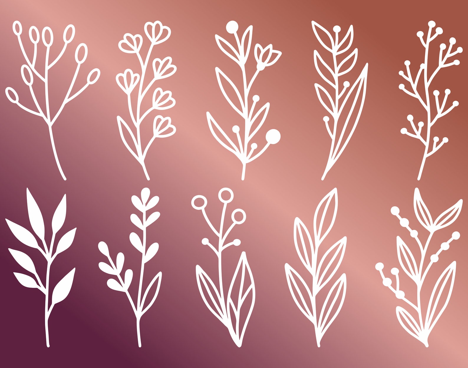 10 Flowers SVG Floral SVG Bundle for Glowforge Flower - Etsy