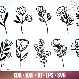 10 Flowers SVG Floral SVG Bundle for Glowforge Flower - Etsy UK