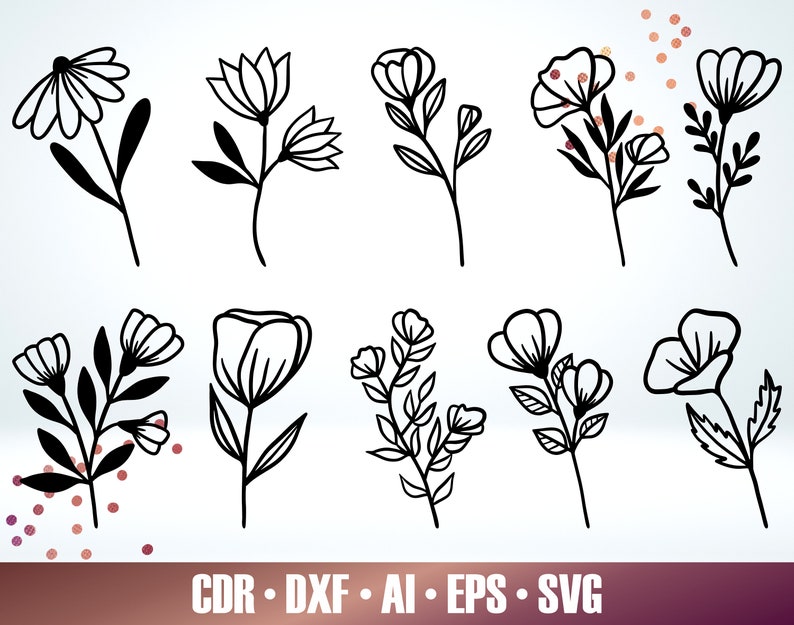 10 Flowers SVG Floral SVG Bundle for Glowforge Flower - Etsy