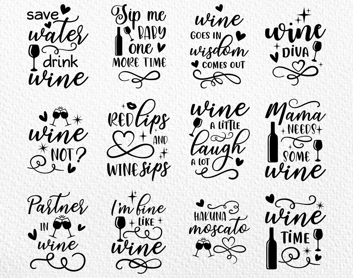 12 Funny Wine Svg Bundle, Cutting Board Design SVG, Kitchen Quote Svg ...