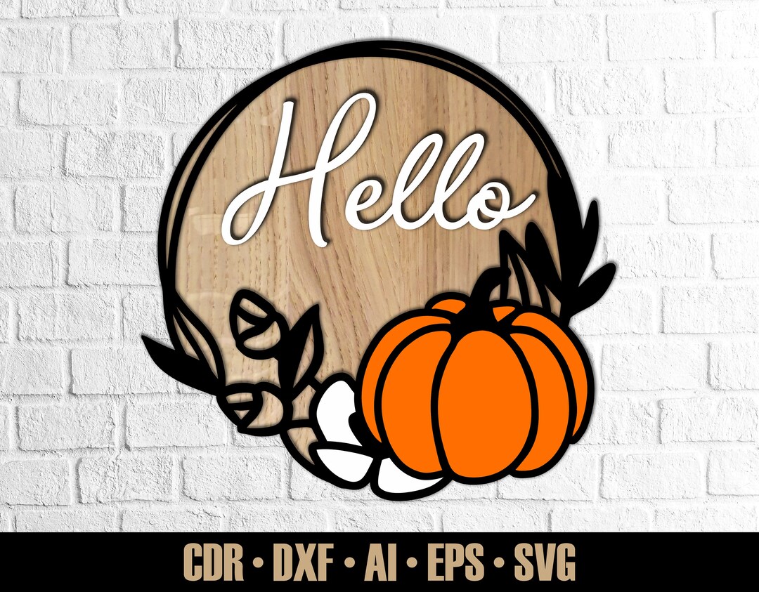 Hello Pumpkin SVG. Halloween Laser Cut Files Halloween Door - Etsy