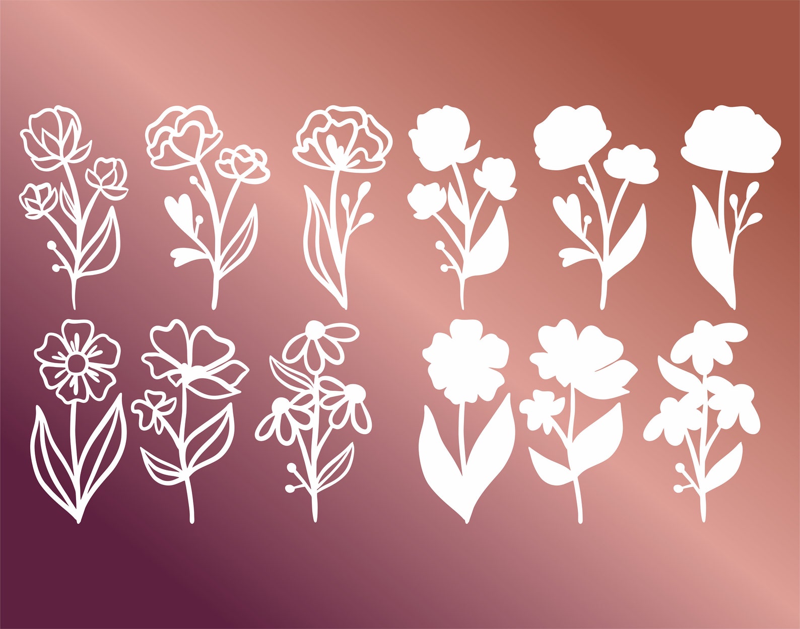 6 Floral SVG Flowers SVG Floral SVG Bundle for Glowforge | Etsy
