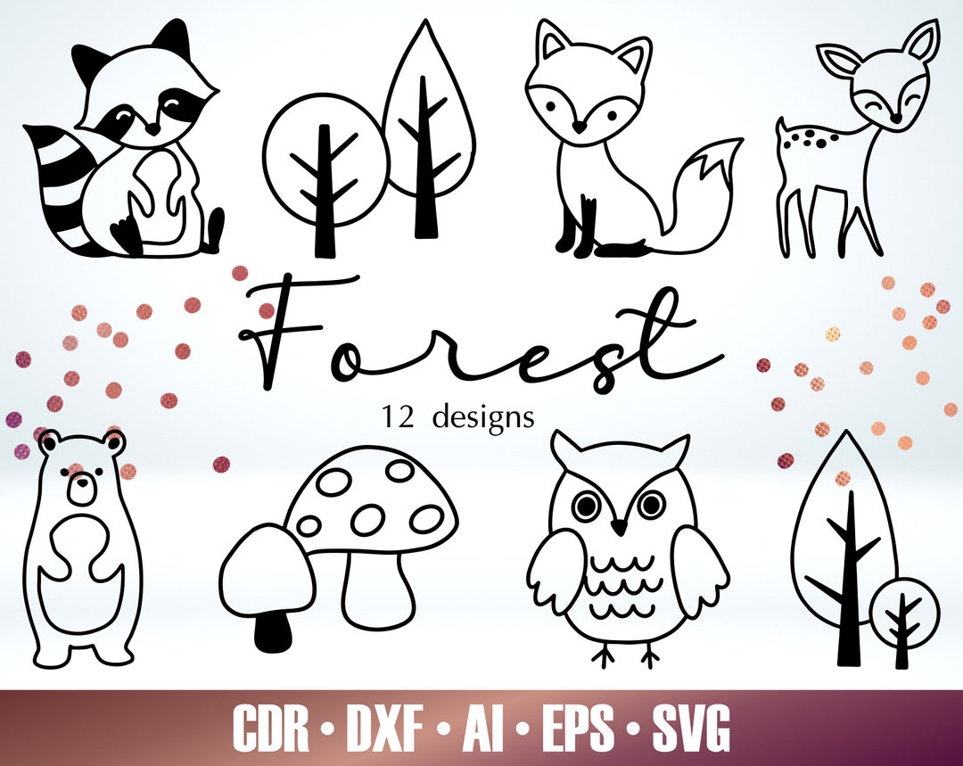 12 Forest Baby Animals Outline SVG - Forest SVG Bundle for Glowforge ...