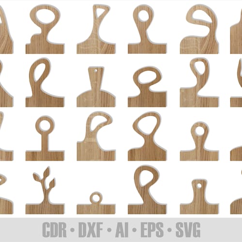 24 Hand Drawn Cutting Board Handle Templates Set 2 SVG DXF - Etsy
