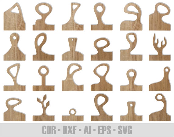 24 Hand Drawn Cutting Board Handle Templates Set 2 SVG DXF - Etsy