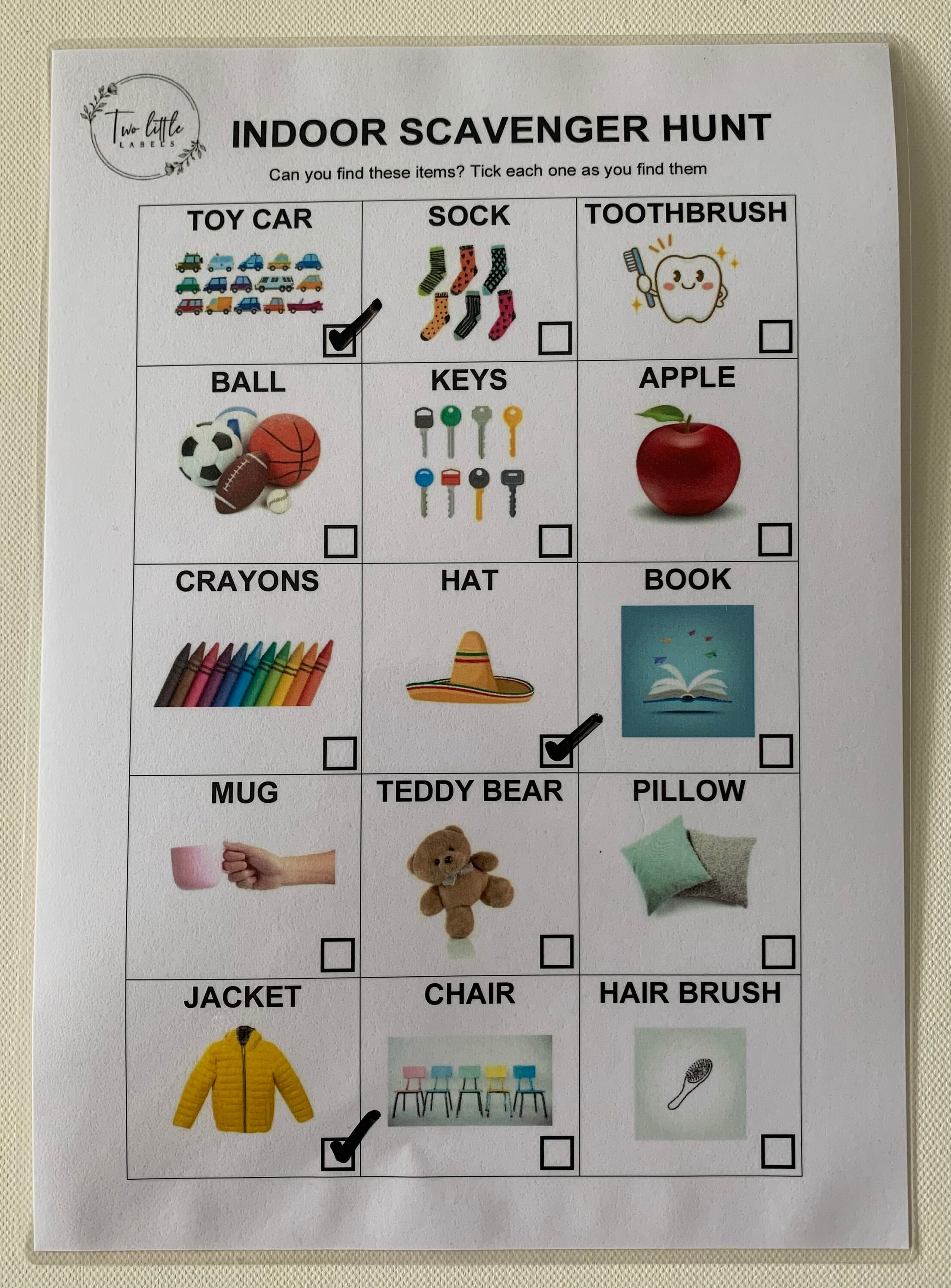 Indoor Scavenger Hunt, Kids Activity, Kids Worksheet, Homeschool ...