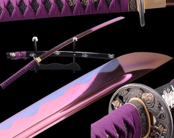 Samurai Katana Sword Handmade Purple Blade - Etsy