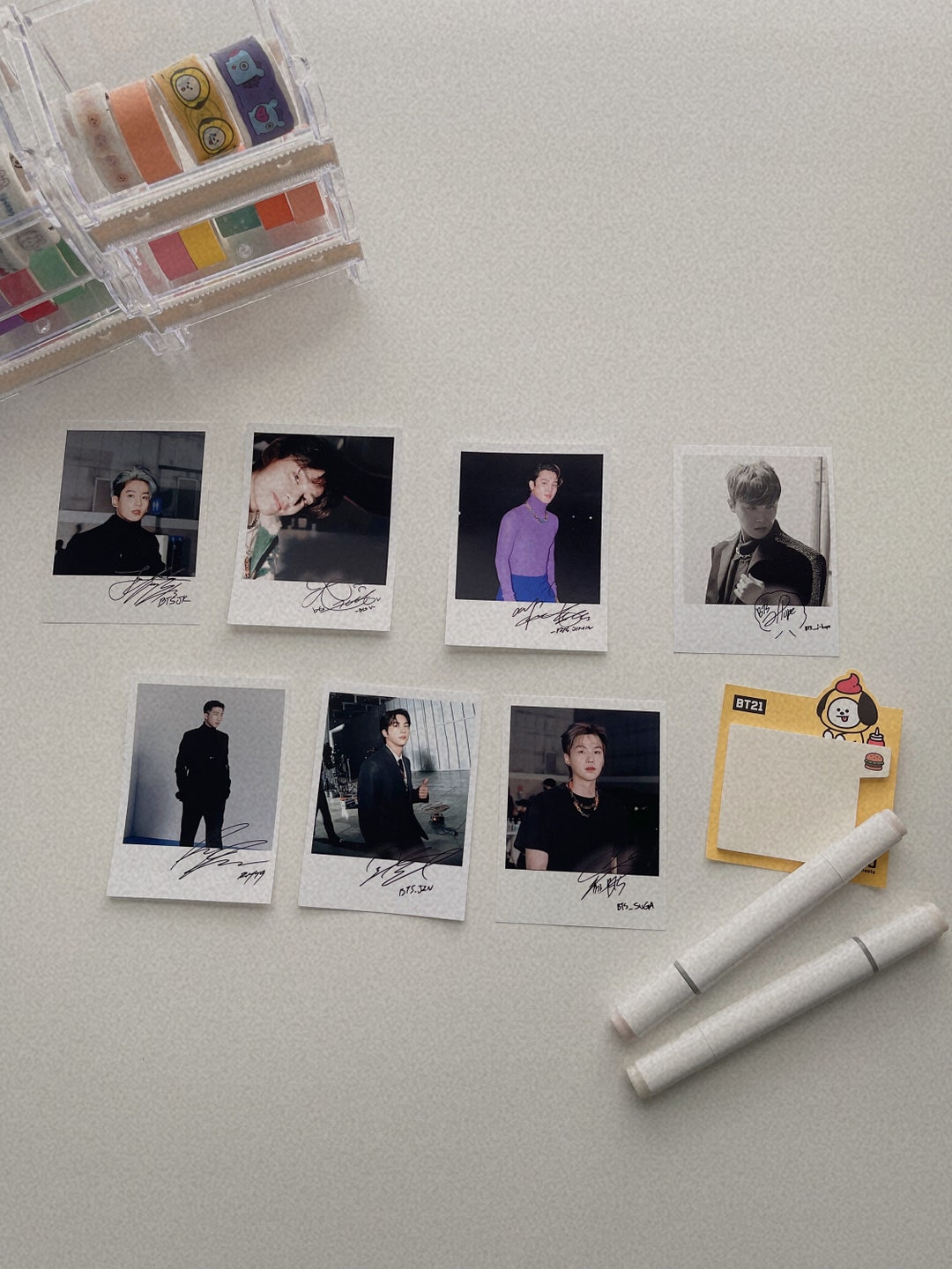 BTS Signed Photos Full Set Wall Decor Table Decorations BT21 BTS Army ...