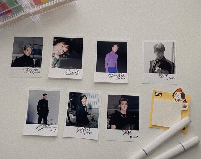 BTS Signed Photos Full Set Wall Decor Table Decorations BT21 BTS Army ...