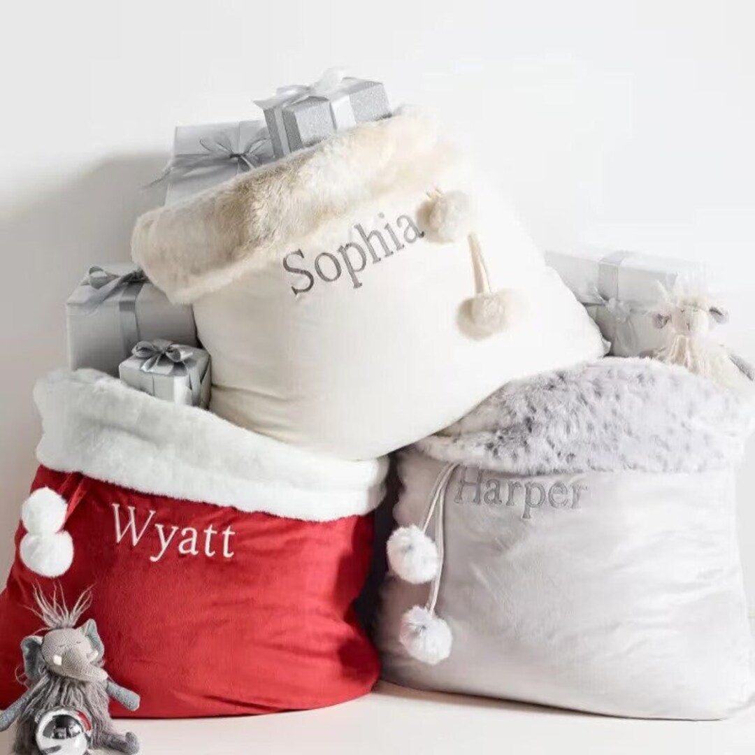 Customized Christmas Gift Sack for Christmas Embroidered - Etsy