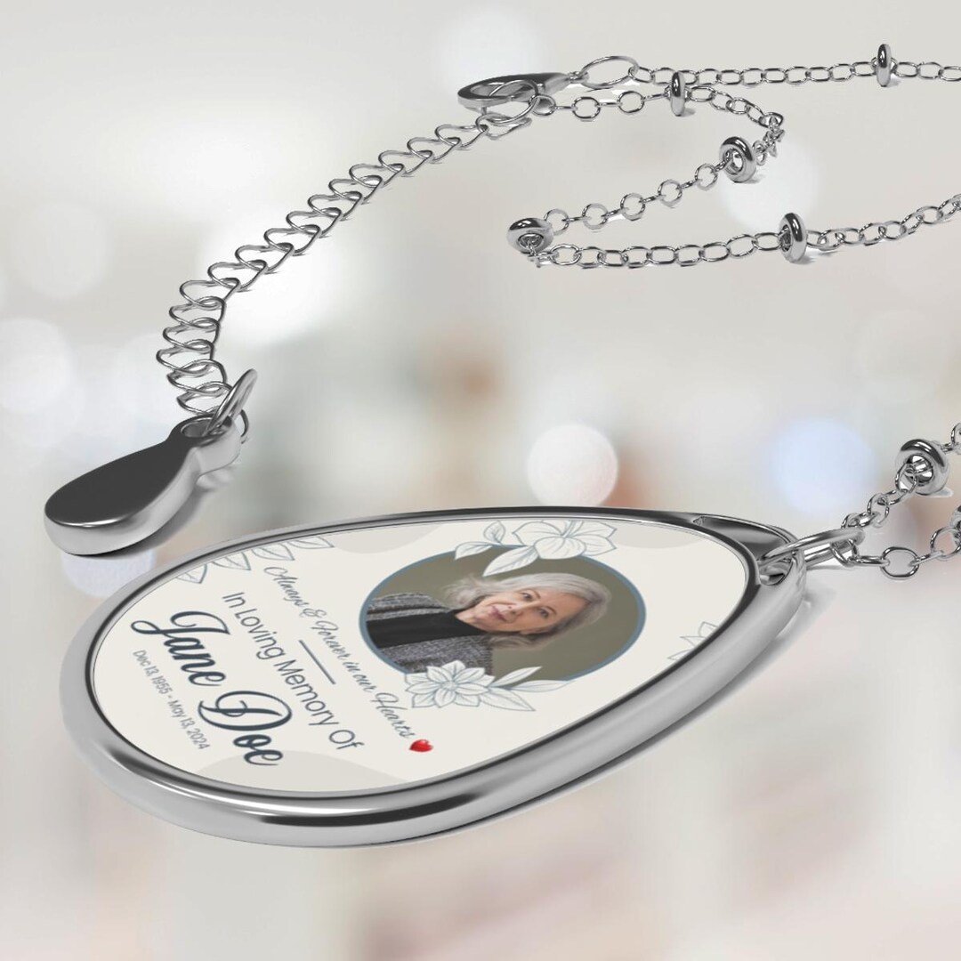 Custom in Loving Memory Jewelry - Memorial Oval Necklace, Remembrance ...