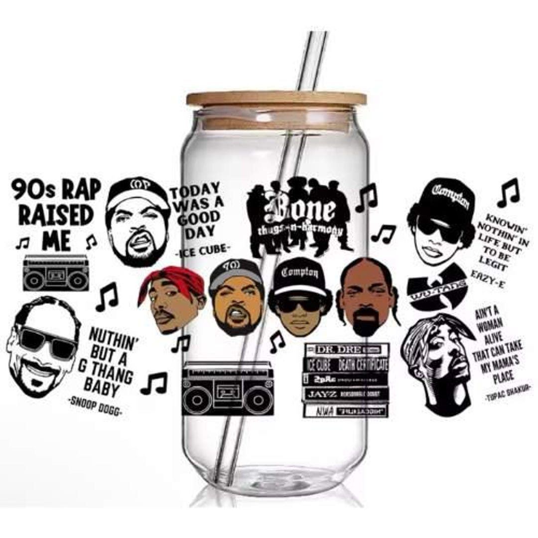 90s Rap Raised Me, UVDTF Wraps, Ready to Use, 16oz Glass Can Cup Wraps ...