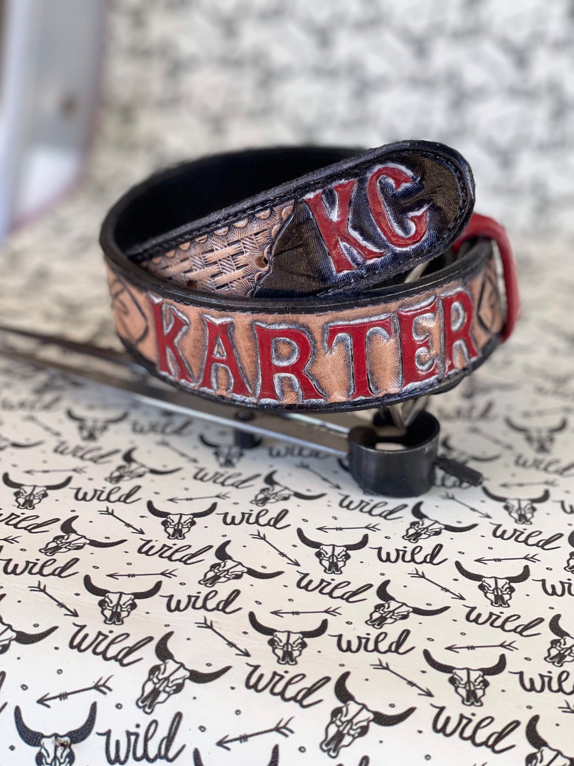 Name Belt. Western Hand-tooled Custom Leather Belt - Etsy