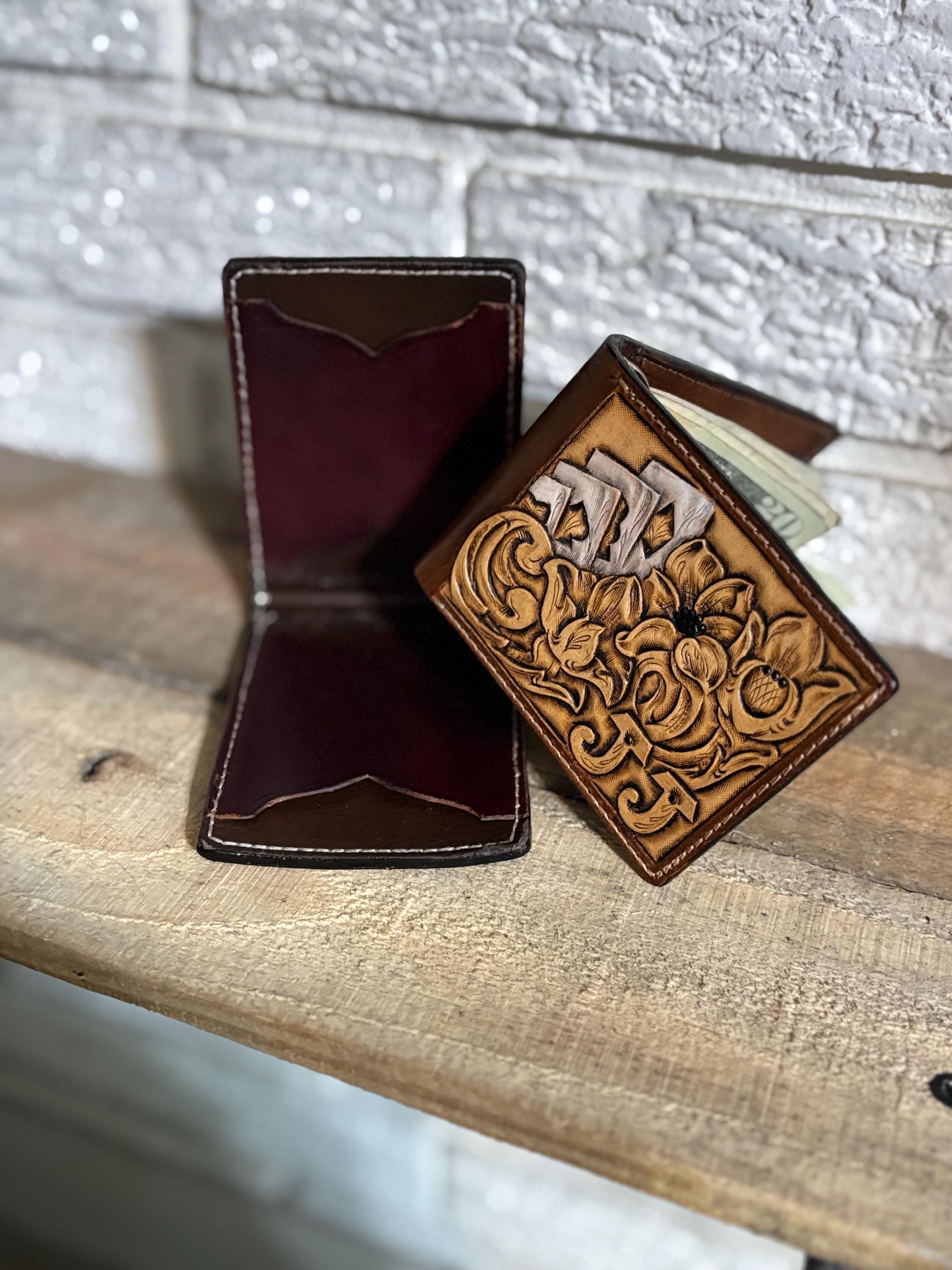Custom Hand-tooled Leather Wallet - Etsy