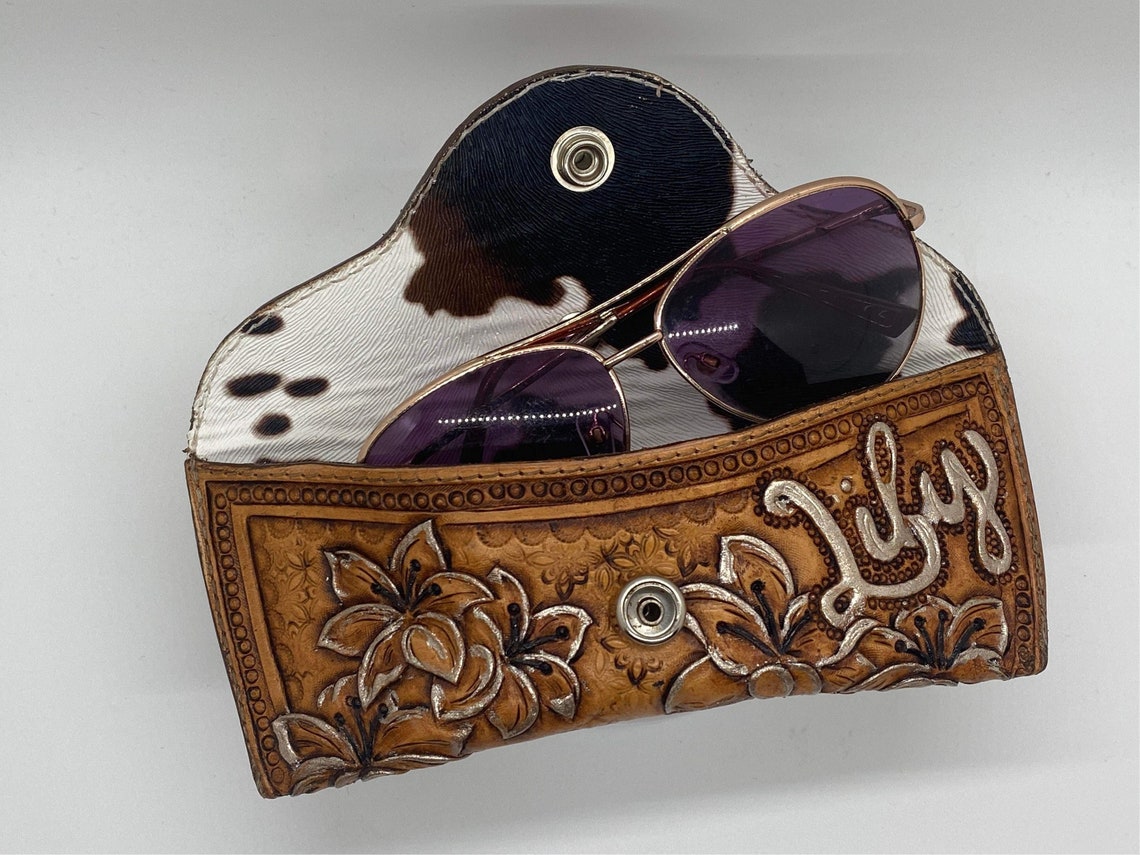 Hand Tooled Leather Custom Sunglasses Case - Etsy