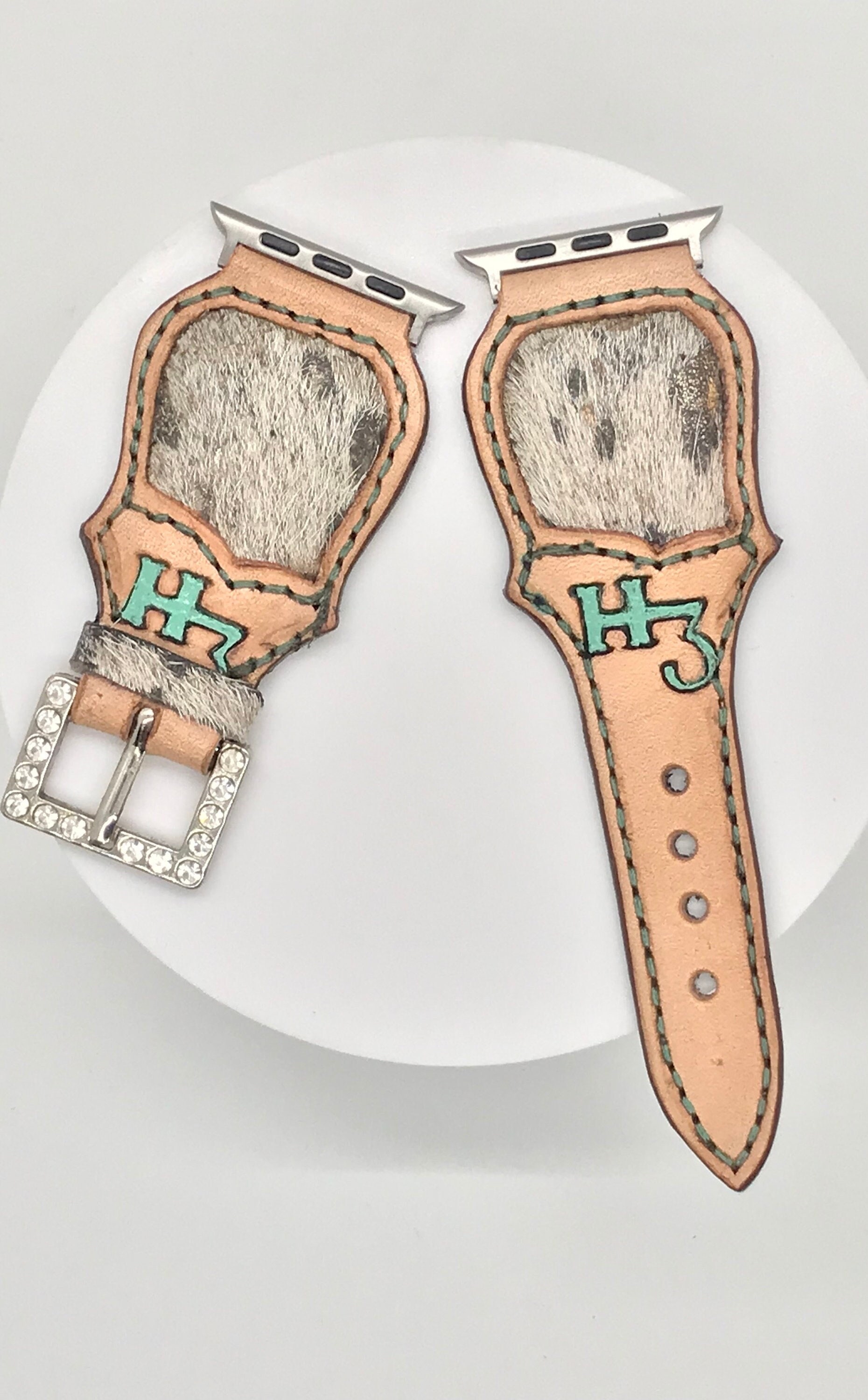 Leather Scallop Watch Band With Inlay - Etsy