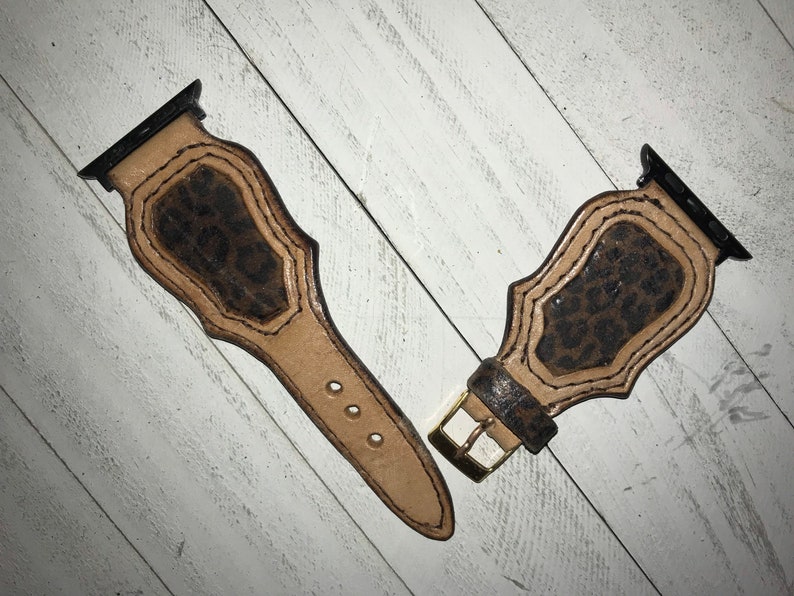 Leather Scallop Watch Band With Inlay - Etsy