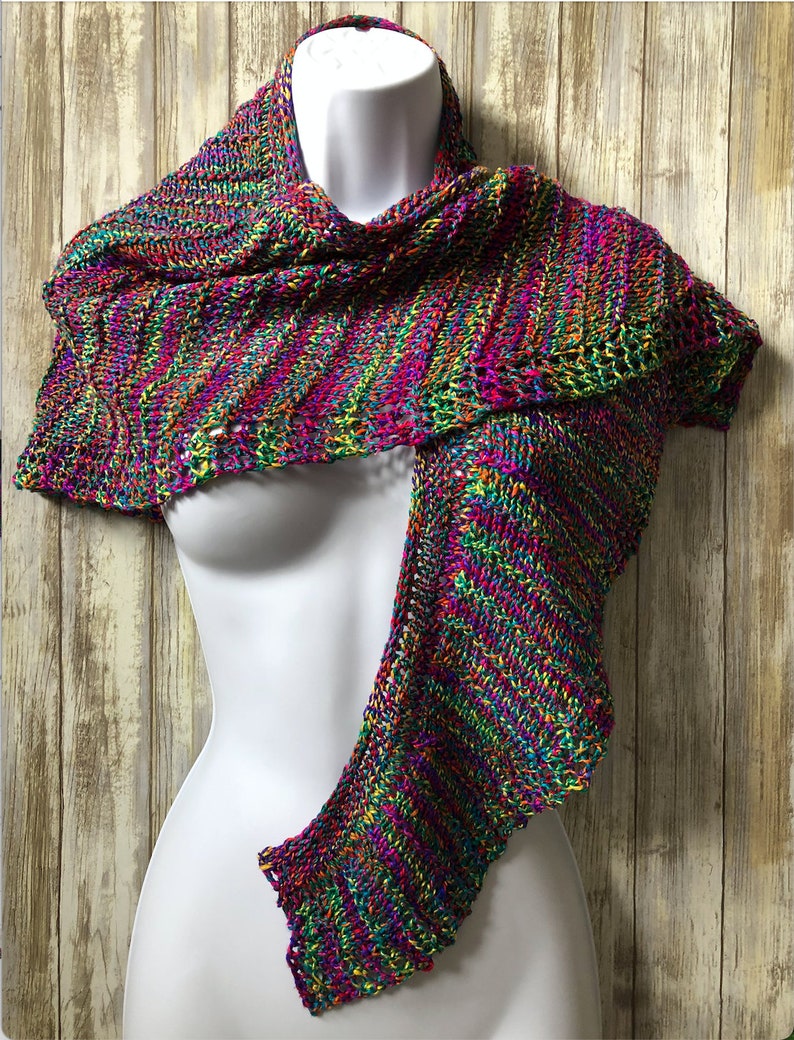 Knit Silk Capelet, Vibrant Shawl, Recycled Sari Shawlette, Boho Spring ...