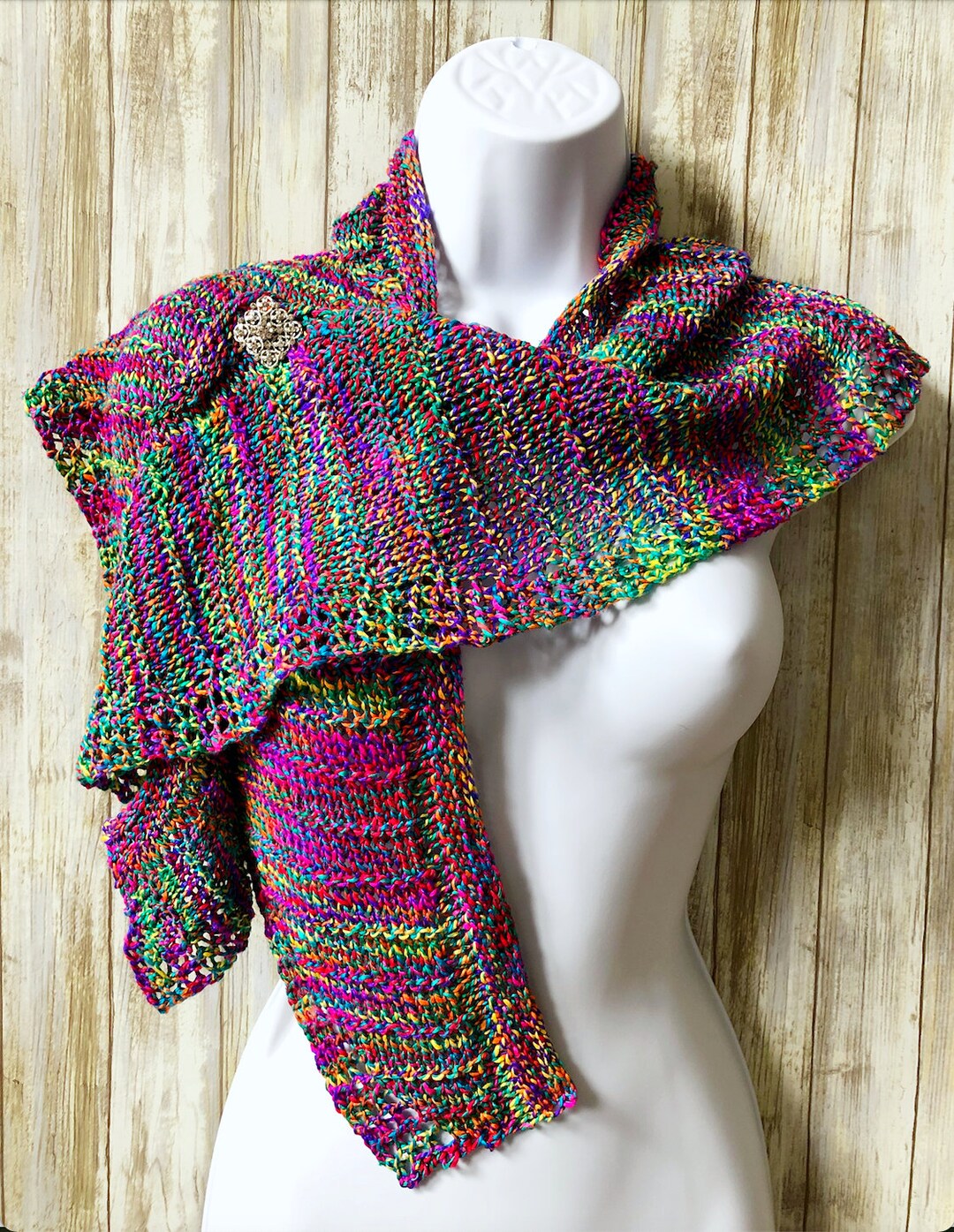 Knit Silk Capelet, Vibrant Shawl, Recycled Sari Shawlette, Boho Spring ...