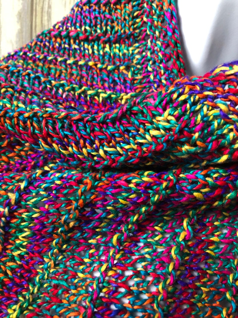 Knit Silk Capelet, Vibrant Shawl, Recycled Sari Shawlette, Boho Spring ...