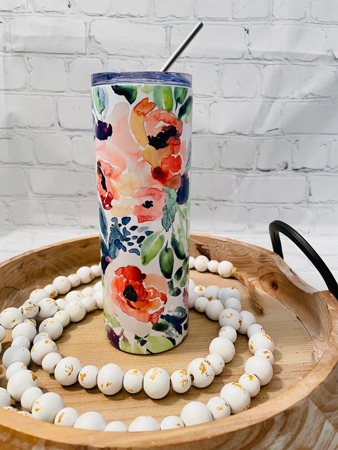 20oz Tumbler Floral Tumbler / Floral Spring Tumbler / Womens Gift ...