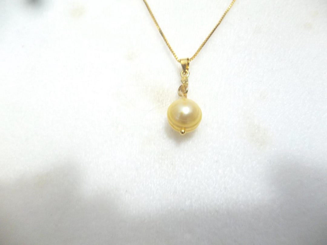 12mm South Sea Pearl Necklace, 14K Gold Vermeil Chain, Floating ...