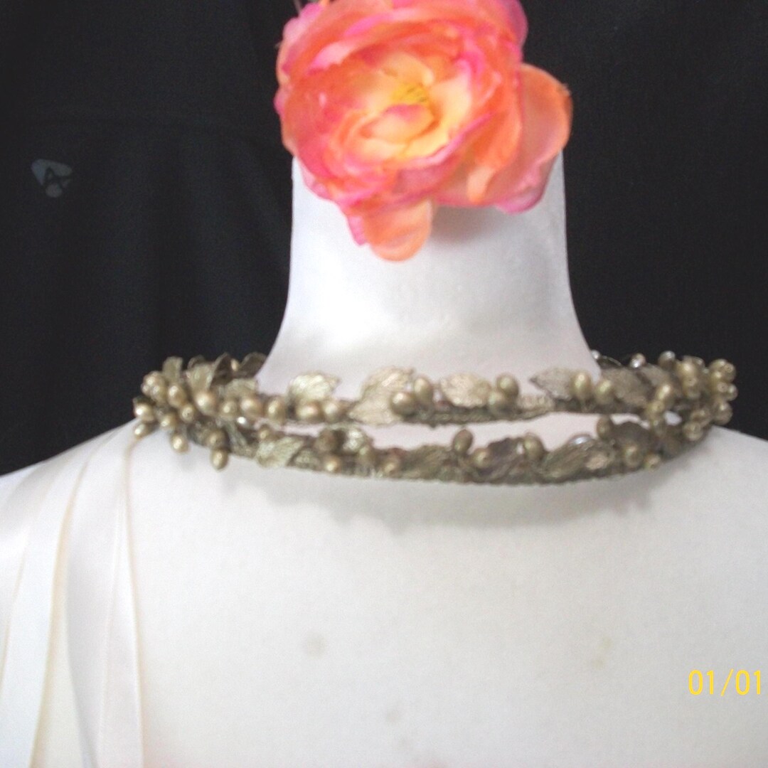 Stefana Wedding Crowns, Set of Two, Stephana, Antique Gold Greek Olive ...