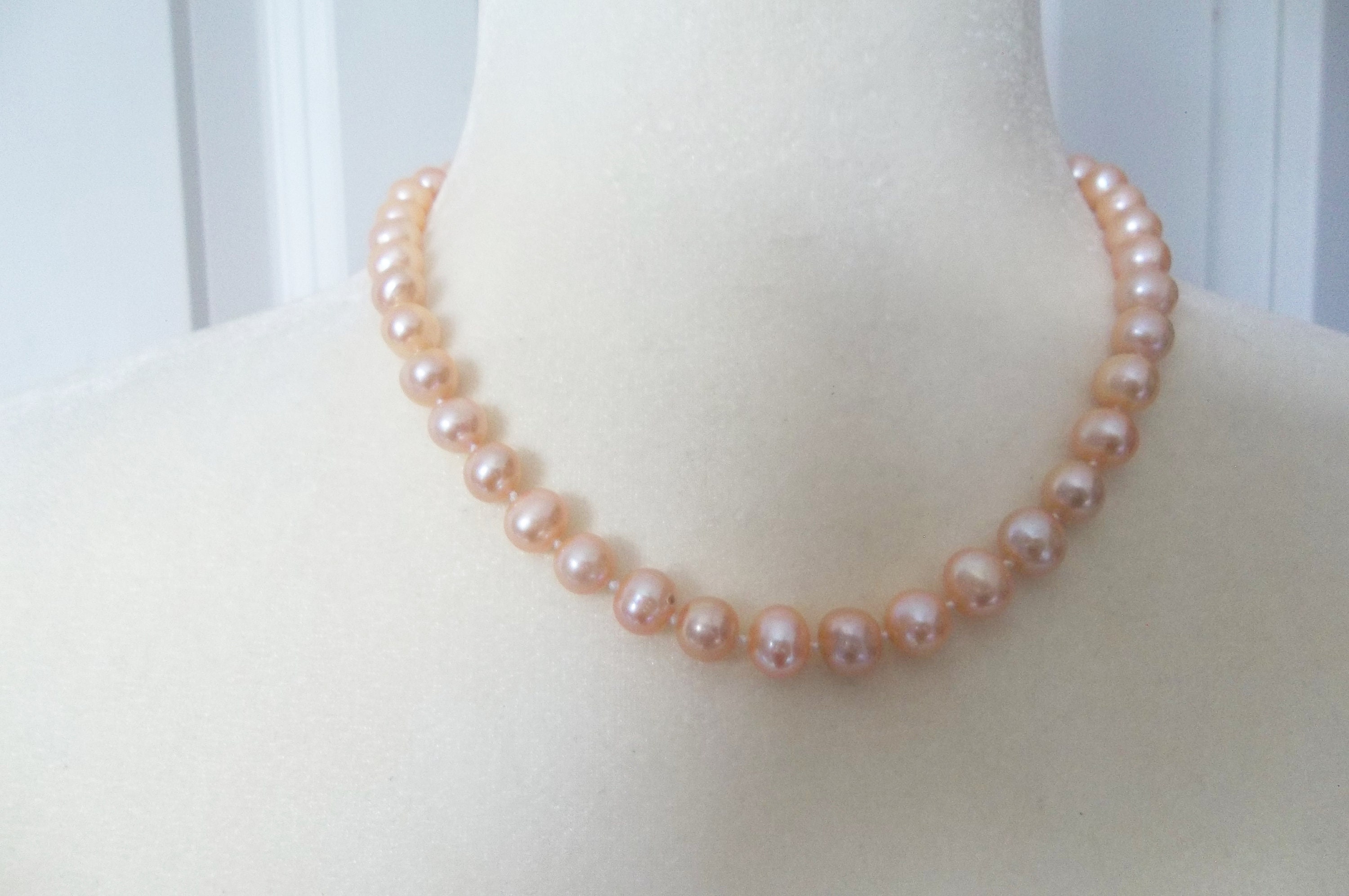 Akoya 9-10mm AAA Deep Pink Pearl Necklace, 18 Minimalist Style, Evening ...