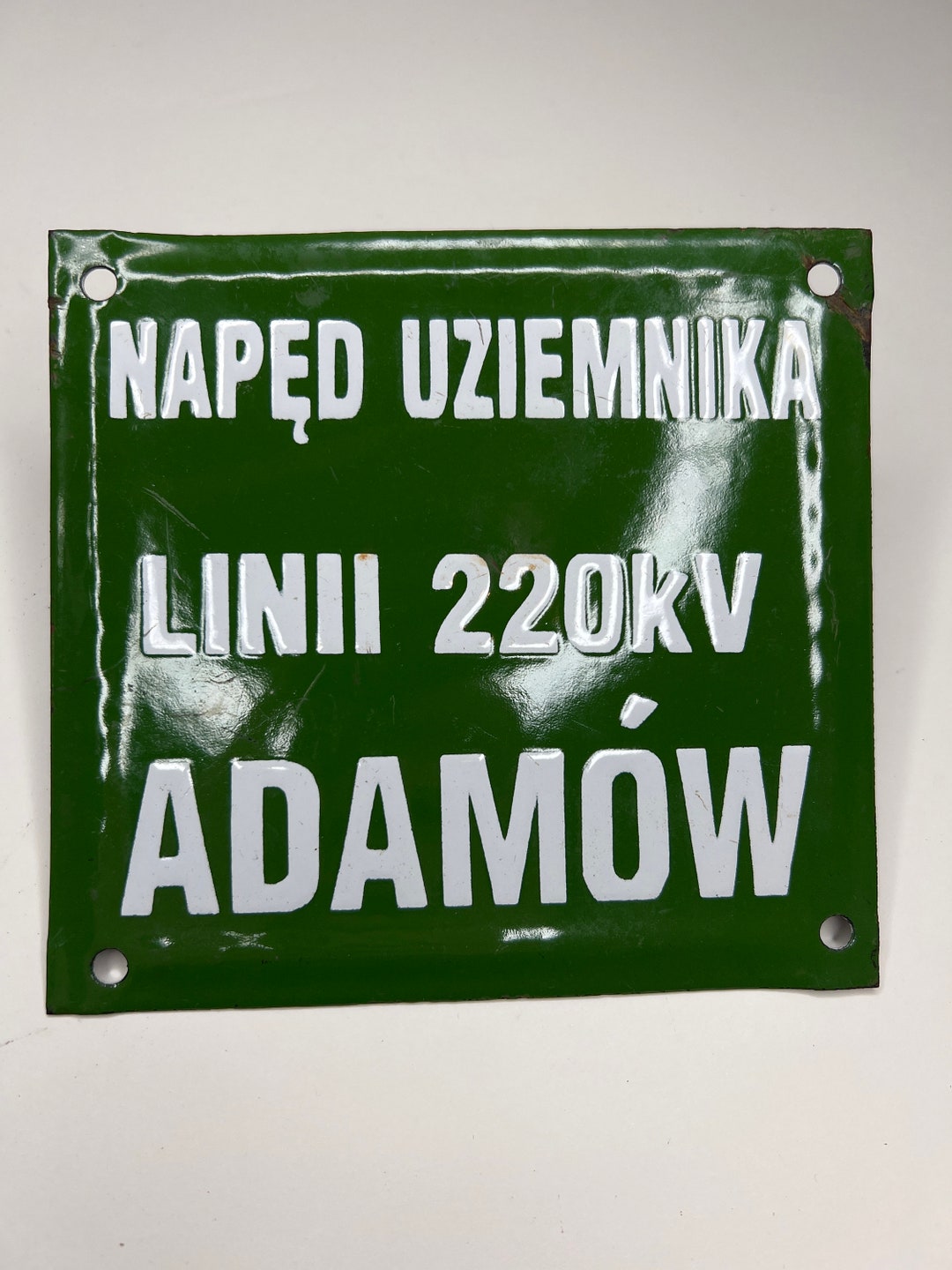 Rare Polish Enamel Electricity Sign Polski, Green and White Original - Etsy