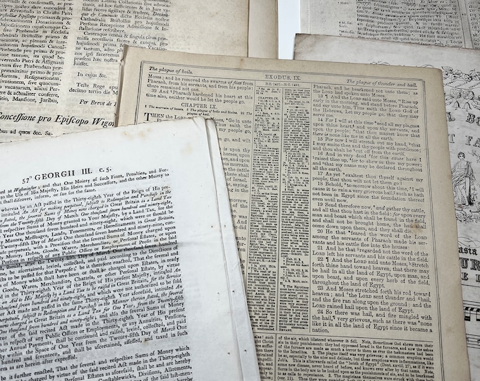 1700s-1800s Rare Antique Paper Collection - 14 Loose Pages. Detailed ...