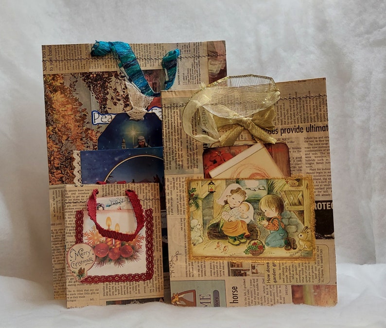 Handmade Gift Bags Set of 3 Gusset Gift Bags With Pocket Set of 3 Gift ...