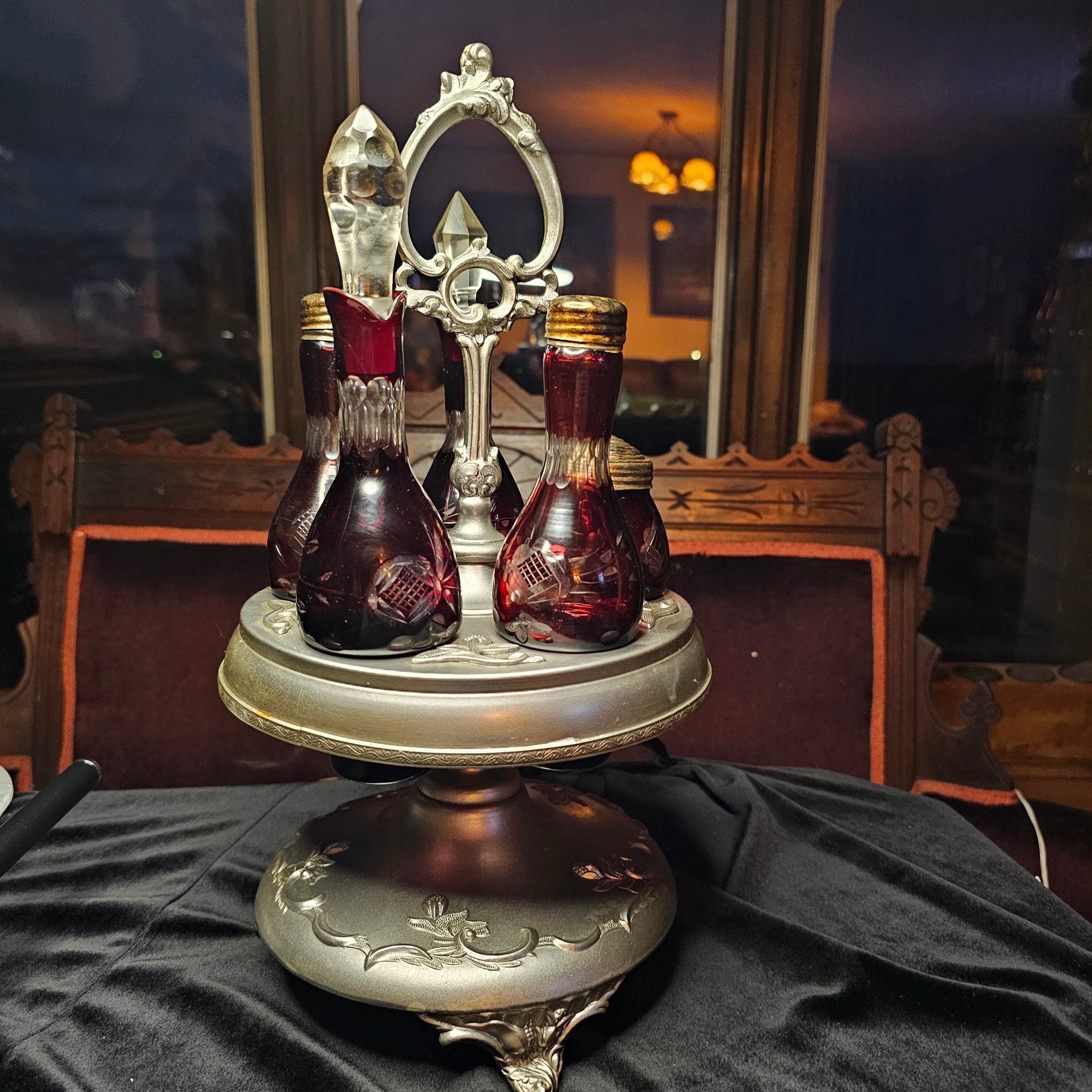 Antique Ruby Curet Set 14" Tall - Etsy