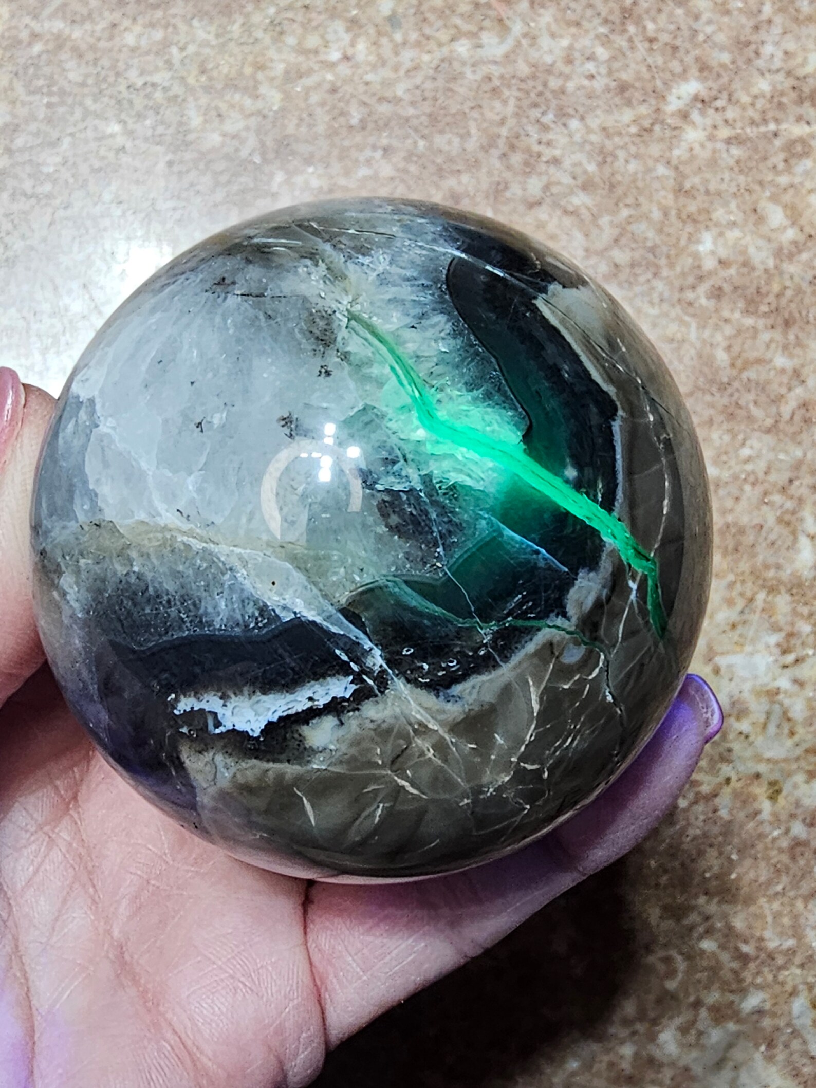 Volcano Agate Sphere 13.8 Oz . 67mm. Shown With UV Light - Etsy