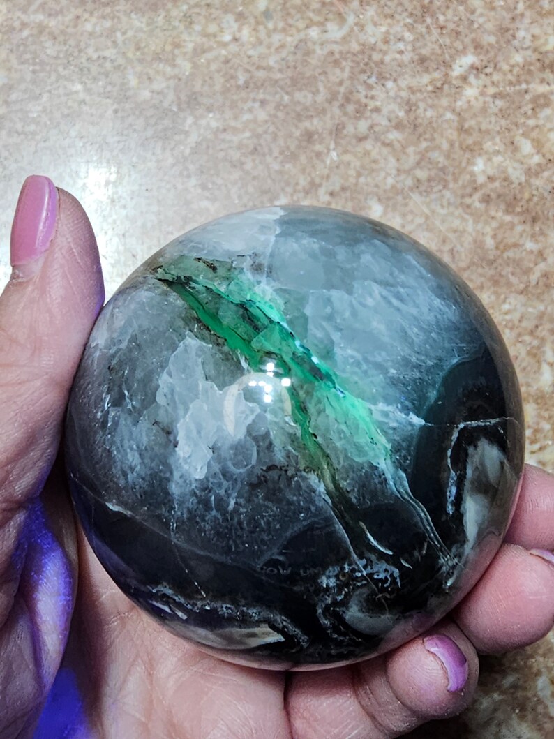 Volcano Agate Sphere 13.8 Oz . 67mm. Shown With UV Light - Etsy