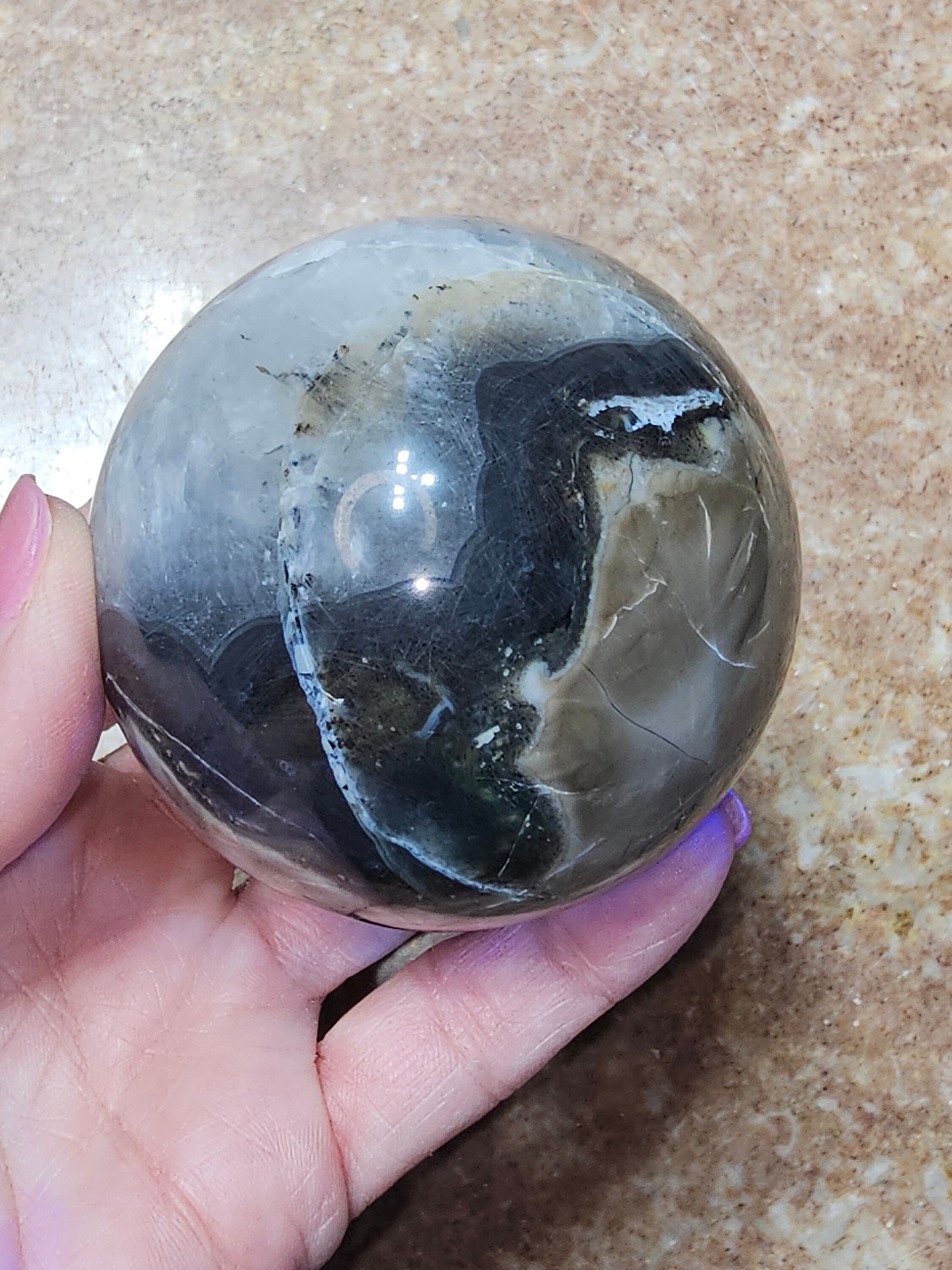 Volcano Agate Sphere 13.8 Oz . 67mm. Shown With UV Light - Etsy