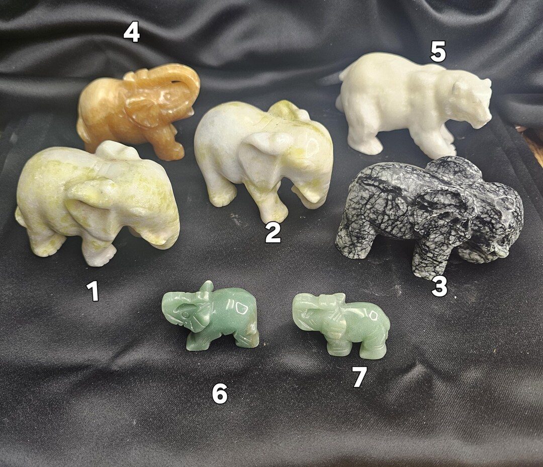 Crystal Elephants and a Calcite Polar Bear - Etsy