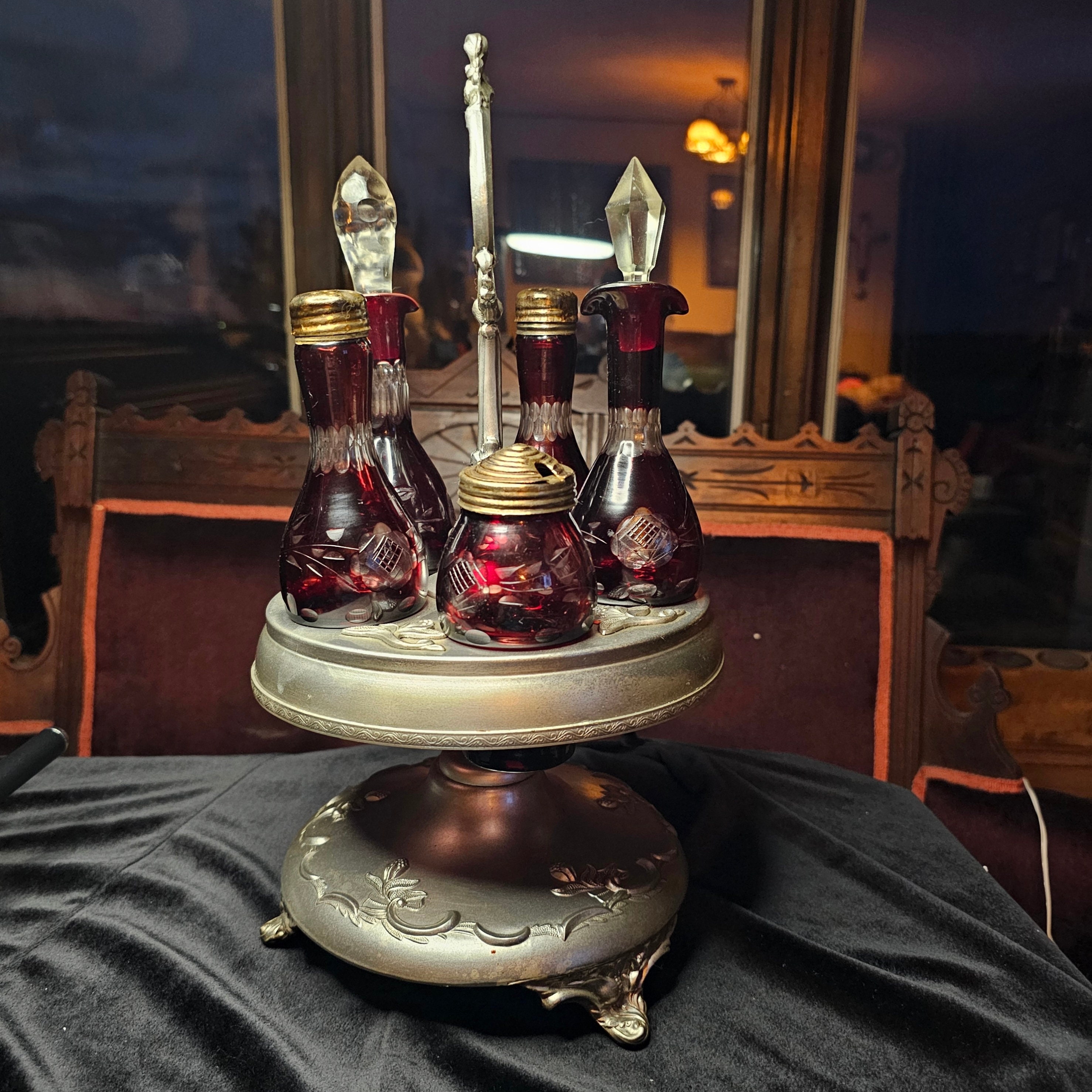 Antique Ruby Curet Set 14" Tall - Etsy