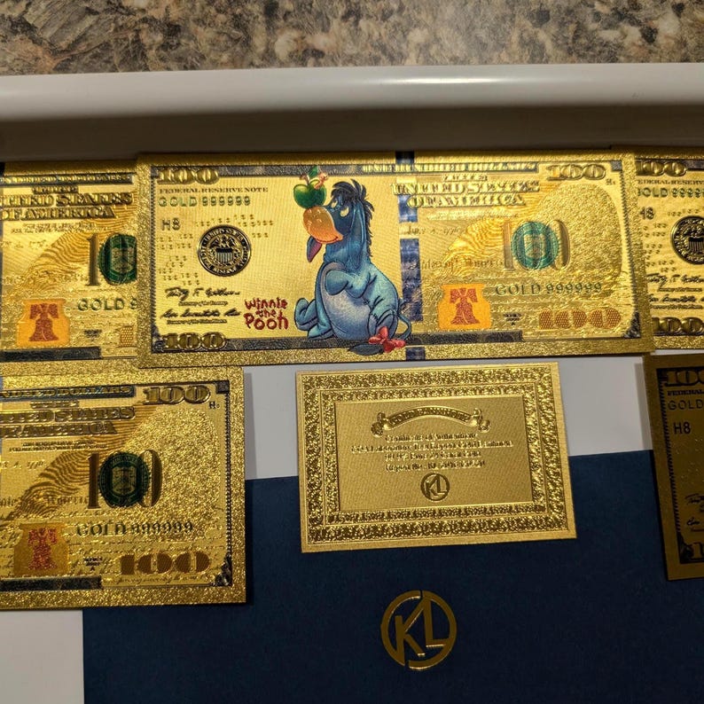 5pc 24K Gold Foil Winnie the Pooh Novelty Banknote Set | Collectible ...