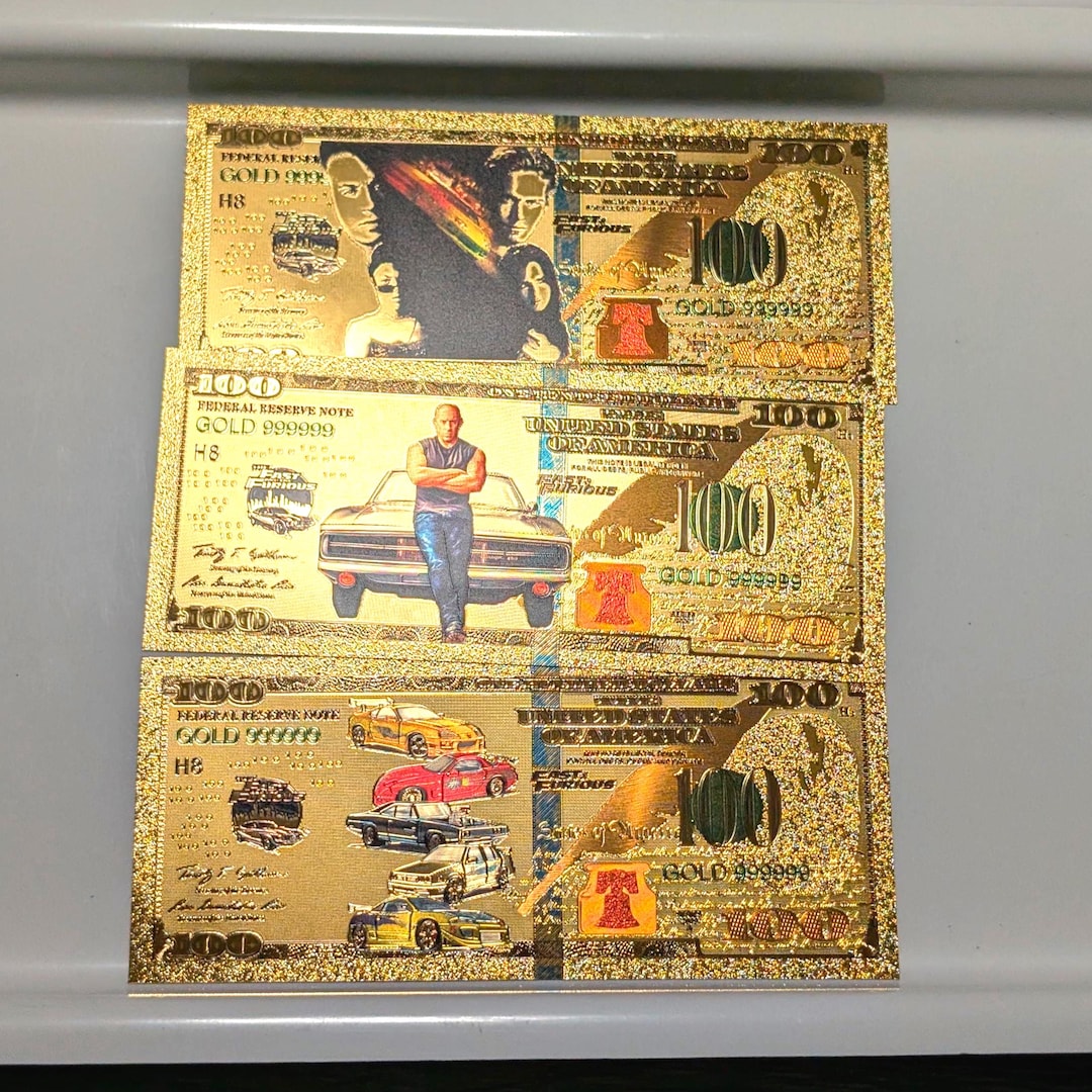 3pc Fast and Furious 24K Gold Foil Note Set – Muscle Car Movie ...