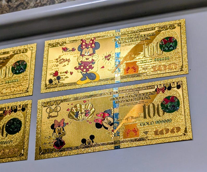 8pc Mickey and Minnie Gold Foil Note Set Disney Inspired Collectible ...